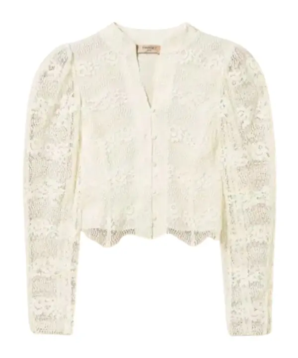 TWINSET Lace Shirt With Tassel Detail And Wavy Hem - White