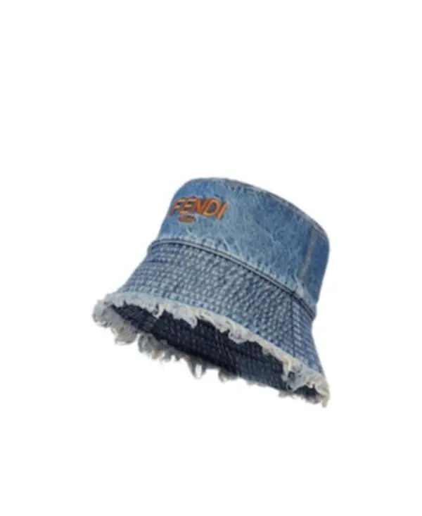 Fendi Embroidered Denim Bucket Hat - Blue