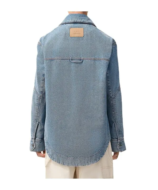 Ami Logo Detailed Denim Overshirt - Blue