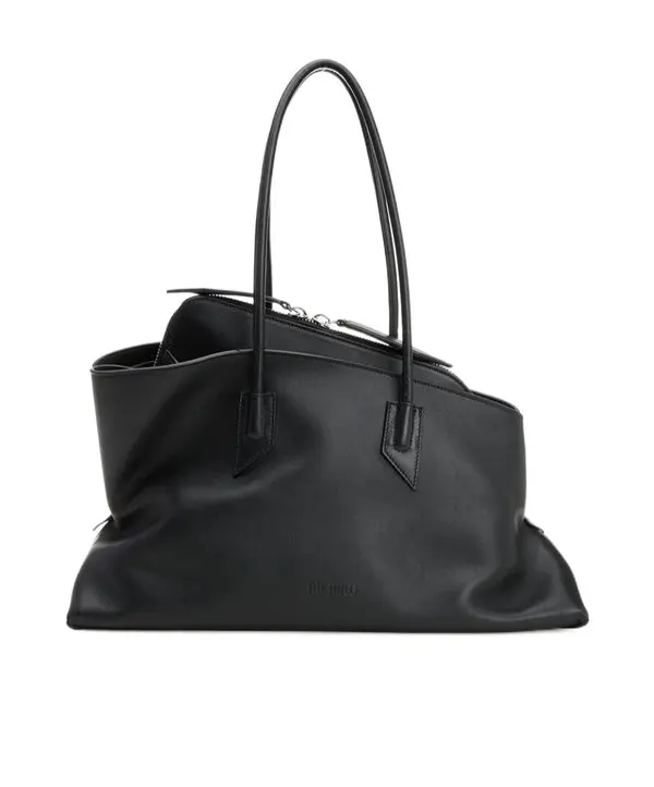 Attico Double Zipper Shoulder Bag - Black