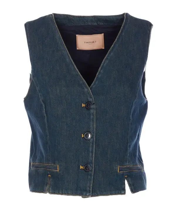 TWINSET Denim Boxy Waistcoat