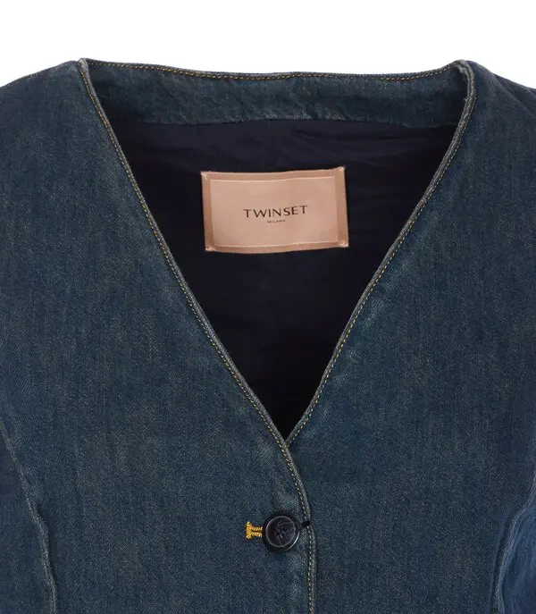 TWINSET Denim Boxy Waistcoat