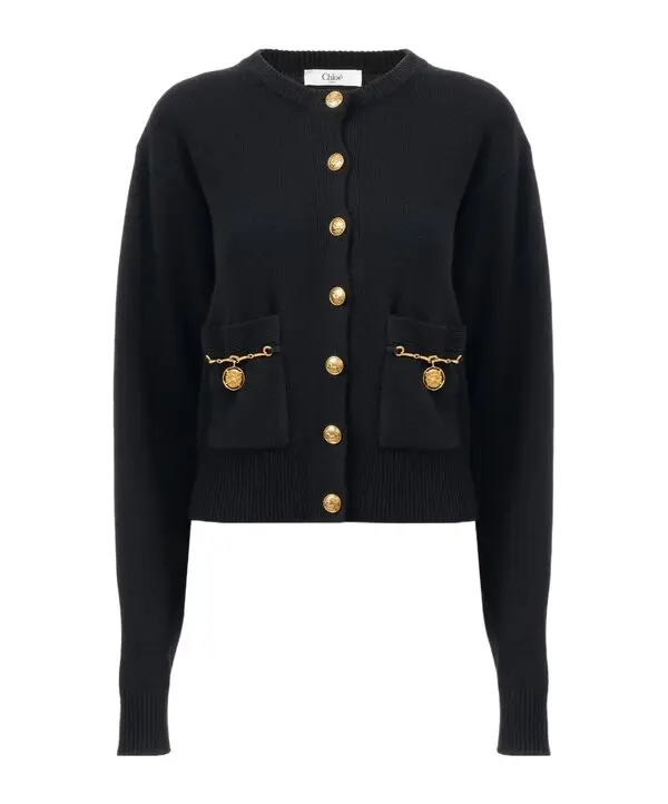 Chloé Horse Medal Knitted Cardigan - Black