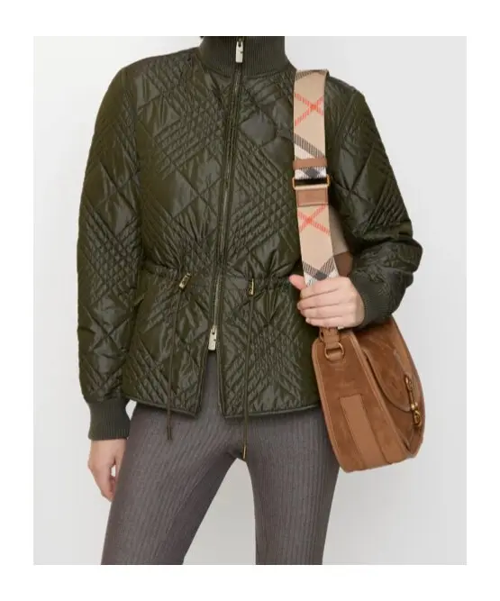 Burberry Micro Check-stitch Wakerley Quilted Jacket - Marsh Green