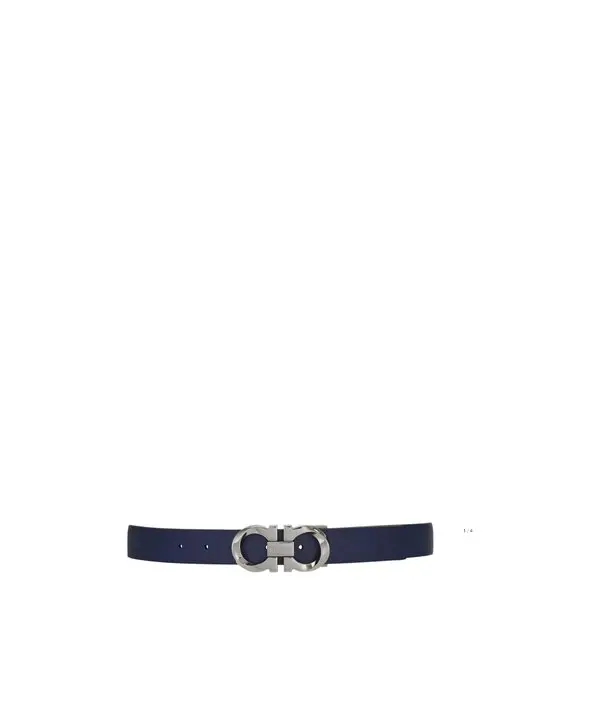 FERRAGAMO Gancini Belt - Midnight Blue/black