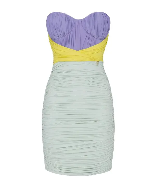 Elisabetta Franchi Tricolour Draped Jersey Mini Dress - White