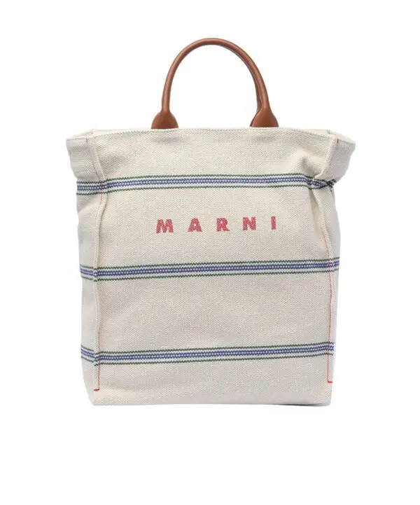 Marni Logo Printed Tote Bag - White
