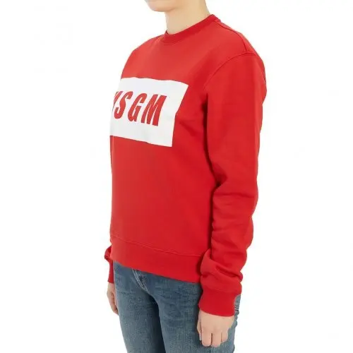 MSGM Logo Detail Crewneck Sweater - Red