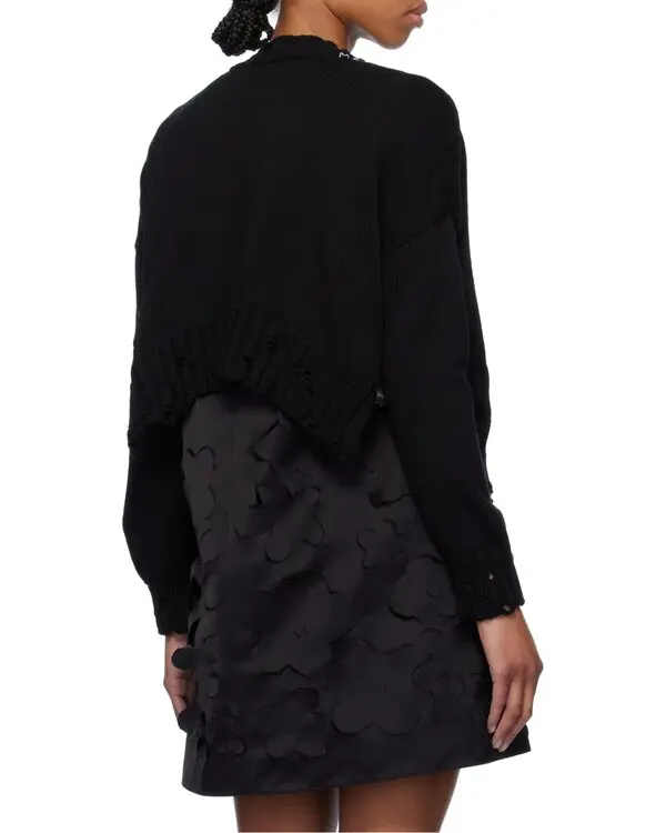 Marni Distressed Knitted Jumper With Self-tie Back - Black