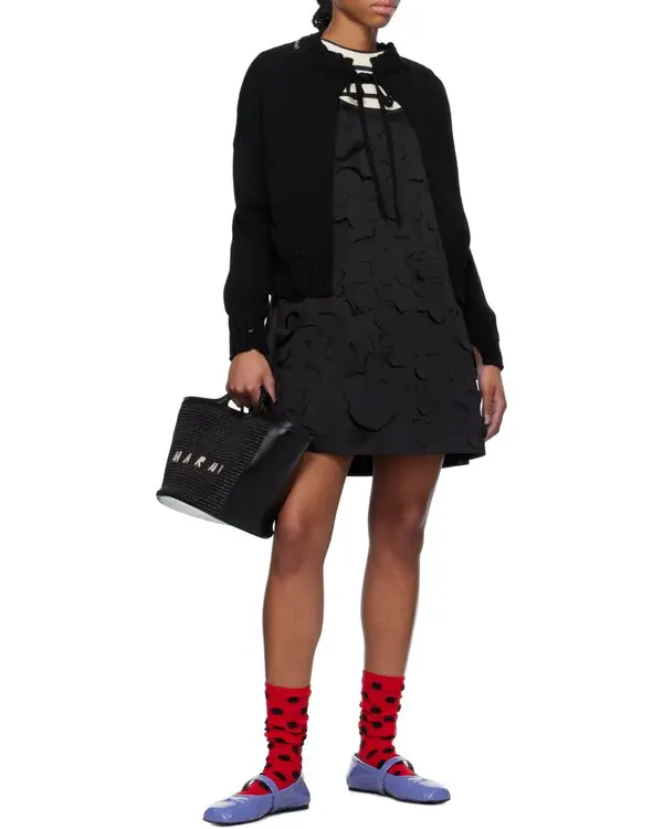 Marni Distressed Knitted Jumper With Self-tie Back - Black
