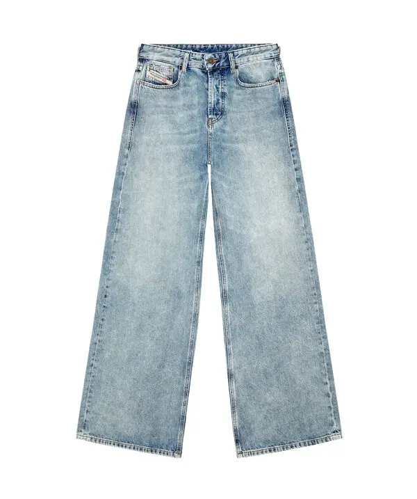 DIESEL® 1996 D-sire 09h57 Mid-rise Distressed Wide-leg Jeans - Gray