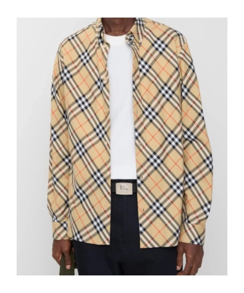 Burberry Relaxed Fit Check Flannel Shirt - Sand Beige