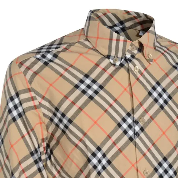 Burberry Relaxed Fit Check Flannel Shirt - Sand Beige