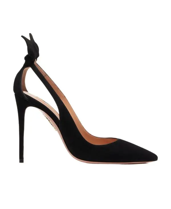 AQUAZZURA Bow Tie Pointed Toe Slingback Pumps