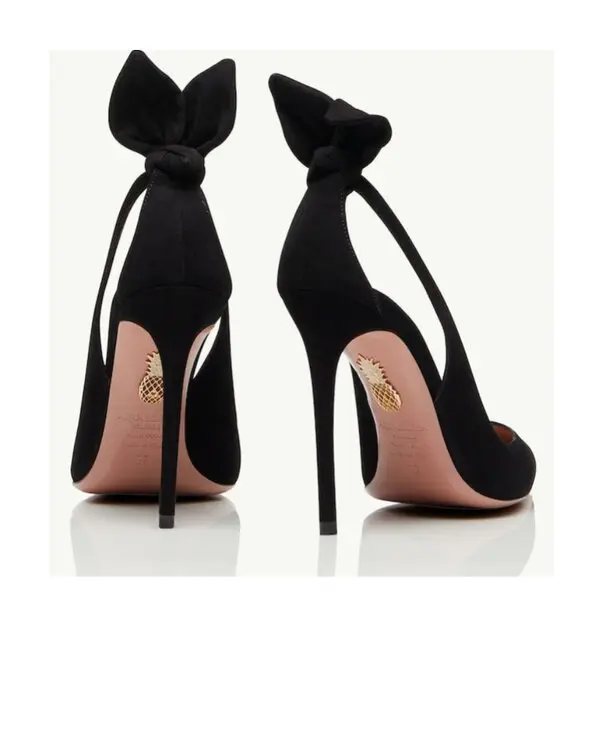 AQUAZZURA Bow Tie Pointed Toe Slingback Pumps