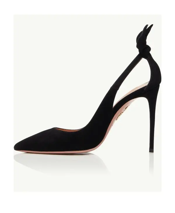 AQUAZZURA Bow Tie Pointed Toe Slingback Pumps