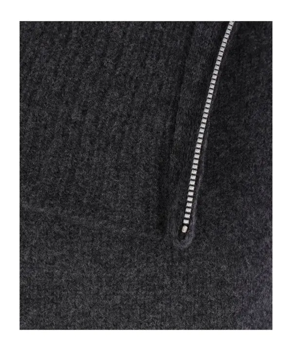 Yohji Yamamoto High Neck Ribbed Jumper With Zip Detail