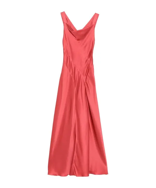 Alberta Ferretti Sleeveless Cut-out Satin Gown - Red