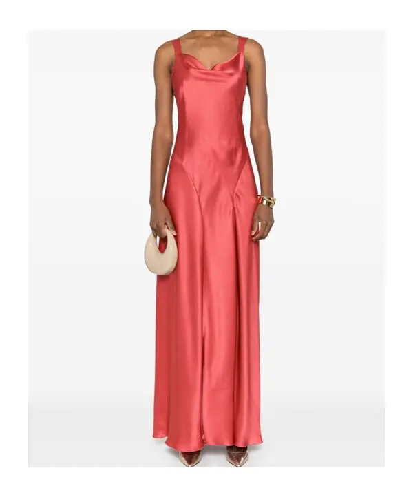 Alberta Ferretti Sleeveless Cut-out Satin Gown - Red