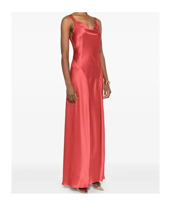 Alberta Ferretti Sleeveless Cut-out Satin Gown - Red