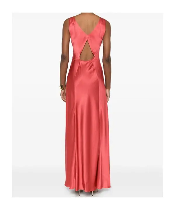 Alberta Ferretti Sleeveless Cut-out Satin Gown - Red