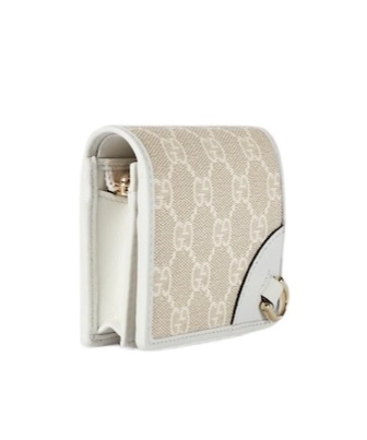 Gucci Gg Emblem Mini Wallet - Beige/white