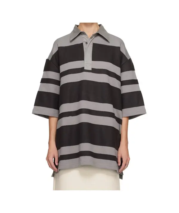 Ami De Coeur Striped Cotton Polo Shirt - Black
