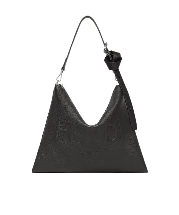 Fendi Roma Logo Embossed Tote Bag - Black