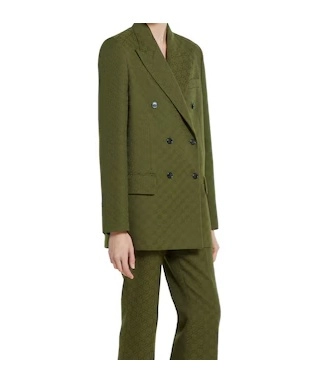 Gucci Double Breasted Gg Pattern Blazer - Green