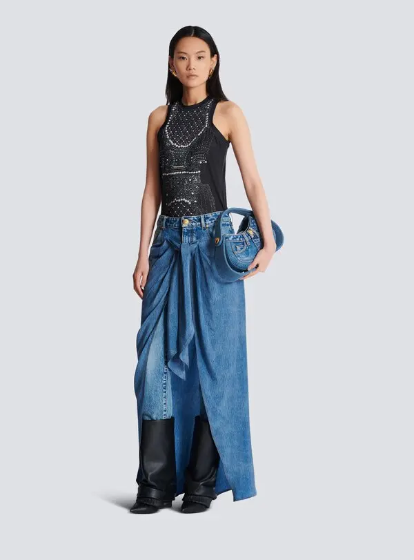 Balmain Faux Embroidery Print Soft Tank Top
