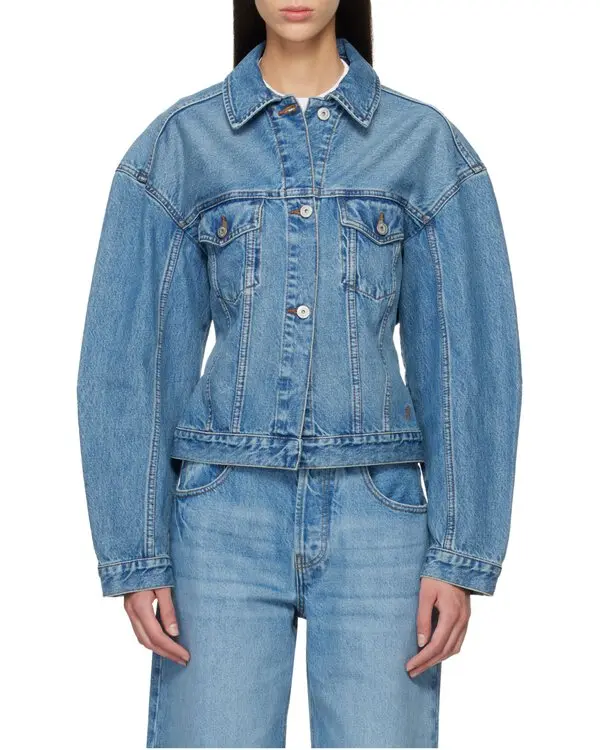 Jacquemus Denim Collared Button-up Jacket - Blue