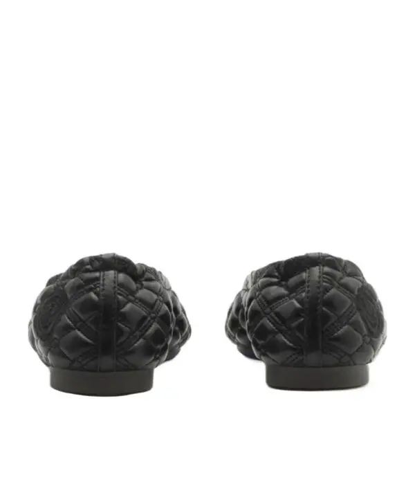 Burberry Quilted Ballerina Flat With Equestrian Knight Embroidery - Black