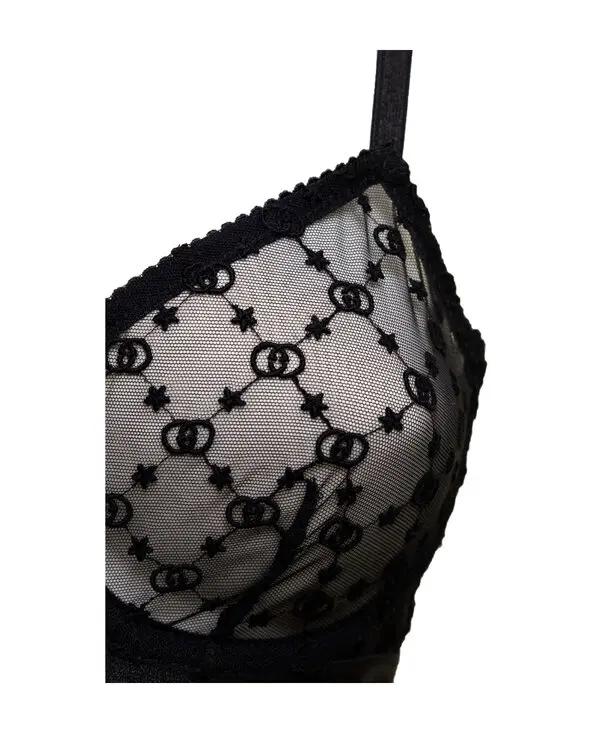 Gucci Gg Star Embroidered Tulle Lingerie Set