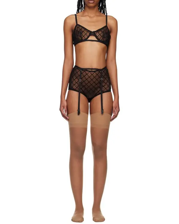 Gucci Gg Star Embroidered Tulle Lingerie Set