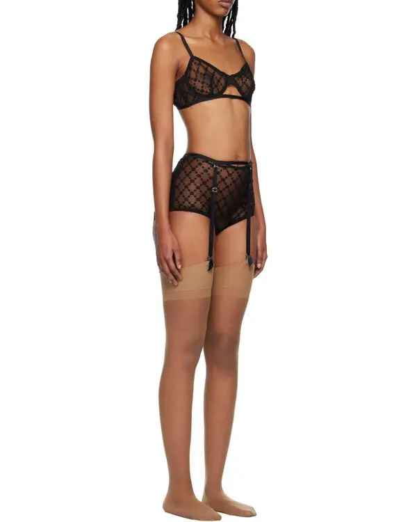 Gucci Gg Star Embroidered Tulle Lingerie Set
