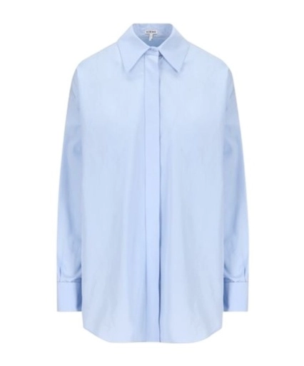 Loewe Curved Hem Buttoned Shirt - Blue