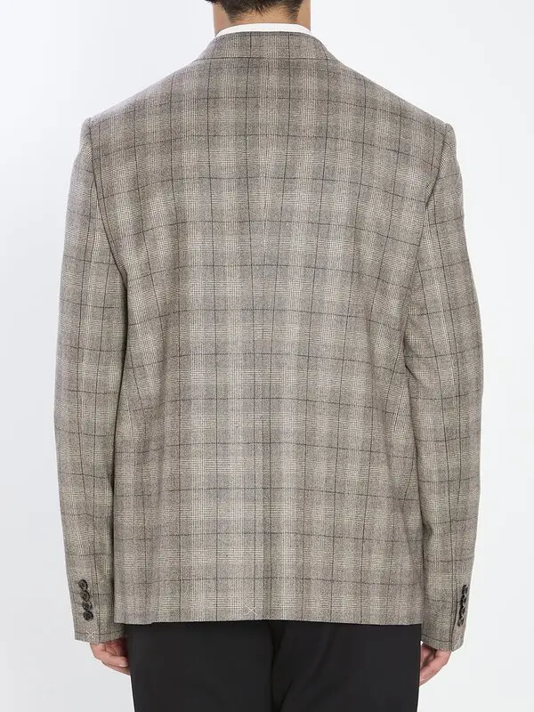Celine Tailored Jacket In Prince Of Wales Wool Flannel