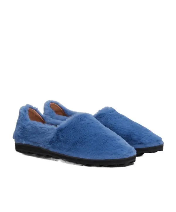 Marni Faux Fur Slip-on Loafers - Blue