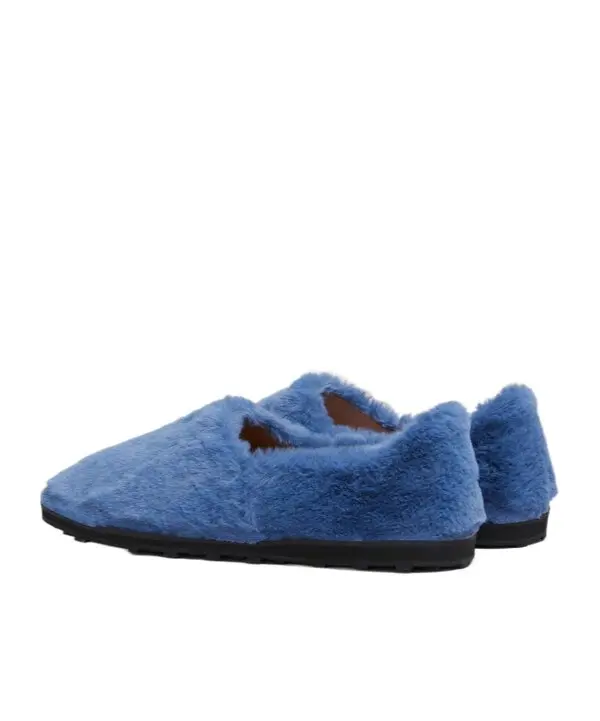 Marni Faux Fur Slip-on Loafers - Blue