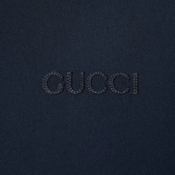 Gucci Logo Embroidered Zip Jacket - Dark Blue