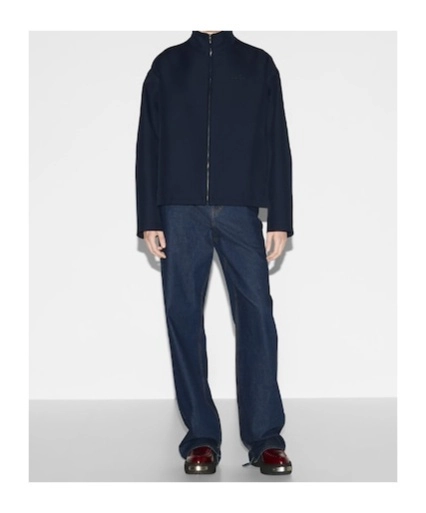 Gucci Logo Embroidered Zip Jacket - Dark Blue
