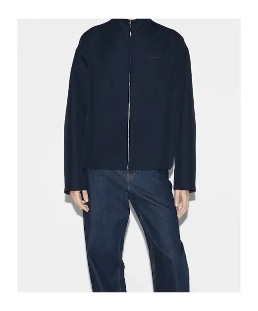 Gucci Logo Embroidered Zip Jacket - Dark Blue