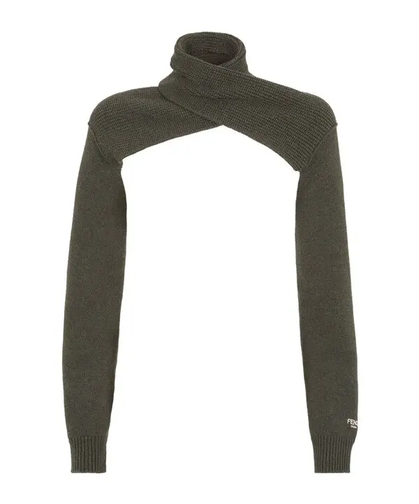 Fendi Wrap-over Knit Sweater With Embroidered Logo
