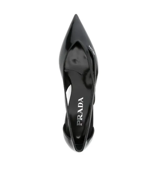Prada Logo-embossed Pointed-toe Pumps - Black