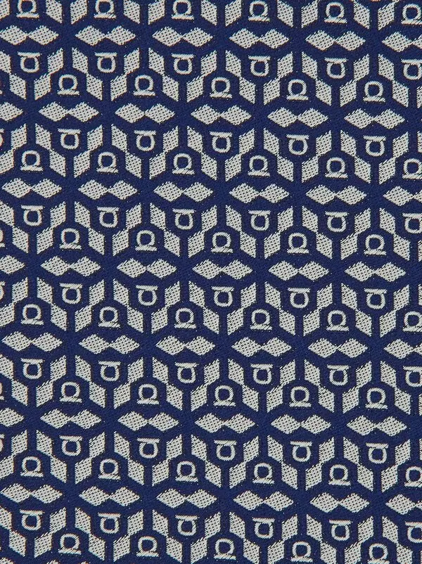 FERRAGAMO Monogrammed Silk Neck Tie - Gray