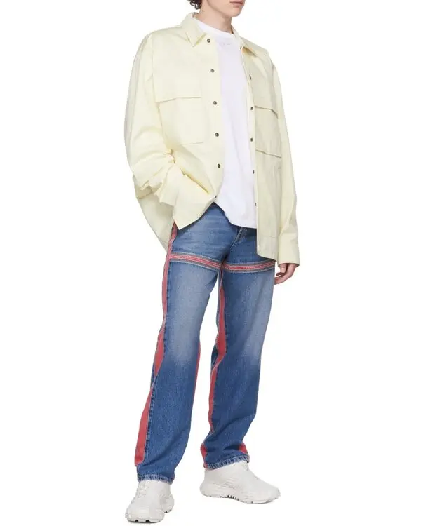DIESEL® D-mand Mid-rise Straight Leg Jeans With Contrast Inserts - Blue