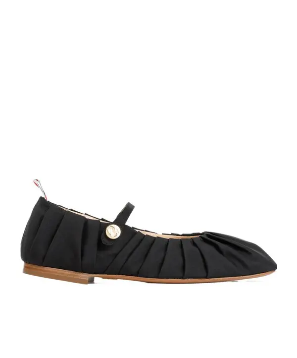 Thom Browne Ruched Ballerina Flats - Black
