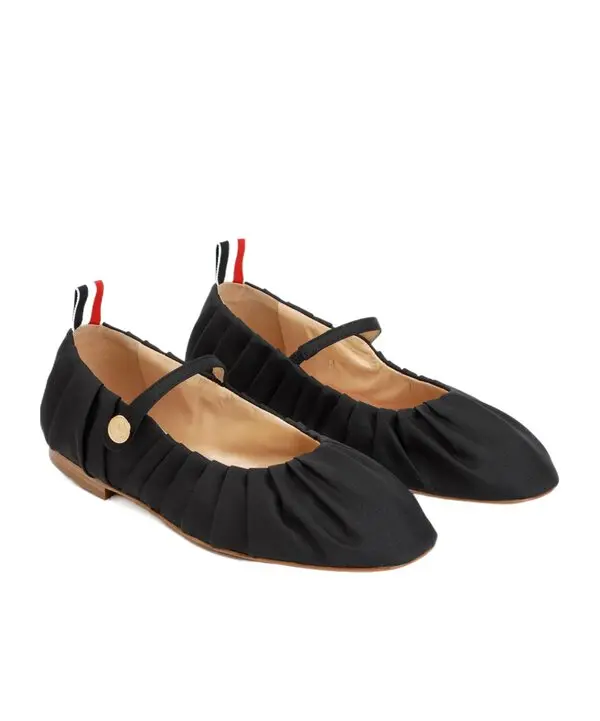 Thom Browne Ruched Ballerina Flats - Black