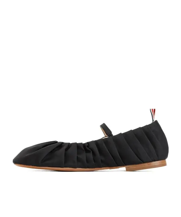 Thom Browne Ruched Ballerina Flats - Black