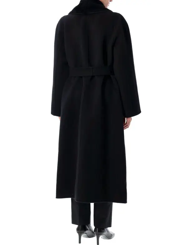 Fendi Wrap-style Belted Waist Cocoon Coat - Black